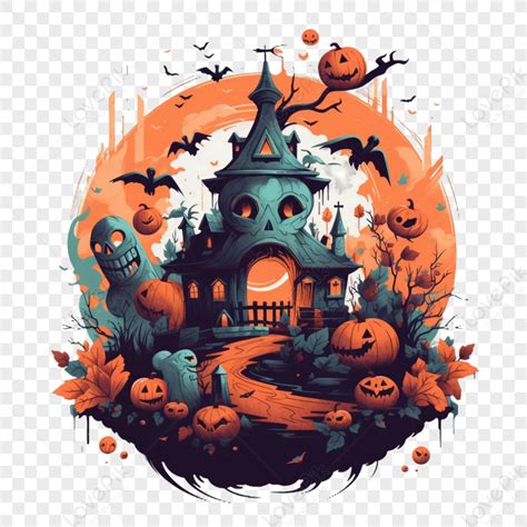 할로윈 유령의 집 호박 만화 투명미술핼러윈 Png 일러스트 무료 다운로드 Lovepik