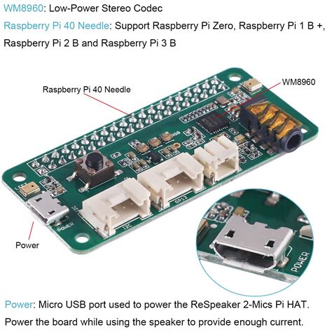 Respeaker 2 Mics Pi Hat Dual Microphone Expansion Board For Raspberry