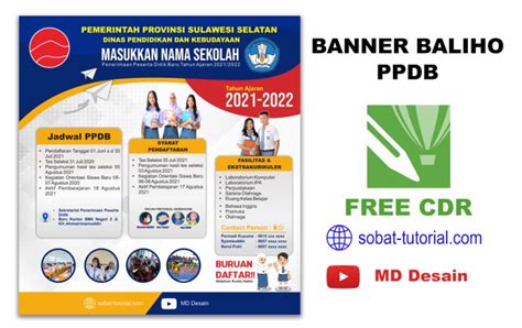 Contoh Desain Banner Baliho Pendaftaran Ppdb 2021 Free Cdr Sobat Tutorial