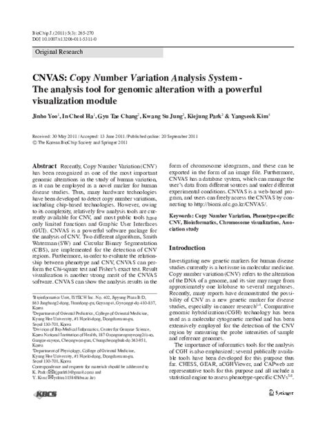 Pdf Cnvas Copy Number Variation Analysis System — The Analysis Tool For Genomic Alteration