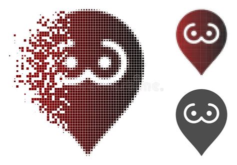 Dispersed Pixelated Halftone Brothel Tits Marker Icon Stock Vector