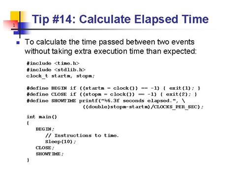 Tip 14 Calculate Elapsed Time 1 N To