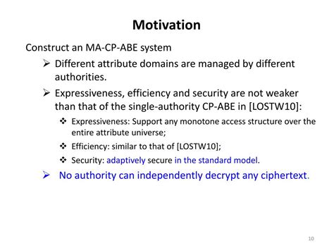 Ppt Fully Secure Multi Authority Ciphertext Policy Attribute Based Encryption Without Random