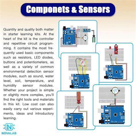 Novalab Basic Starter Kit For Arduino Uno R3 Kit With Pdf Tutorial Compatible With Arduino Ide