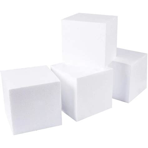 4 Pack Foam Cube Squares For Crafts 6x6x6 White Blocks For Diy