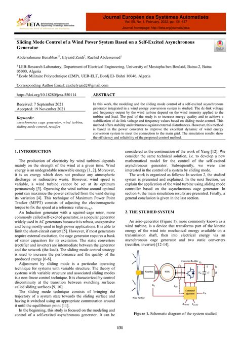 Pdf Sliding Mode Control Of A Wind Power System Based On A Self
