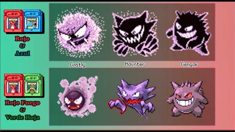 Comparación De Sprites Pokémon Rojo And Azul Vs Rojo Fuego And Verde Hoja