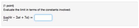 Solved Point Evaluate The Limit In Terms Of The Chegg Com
