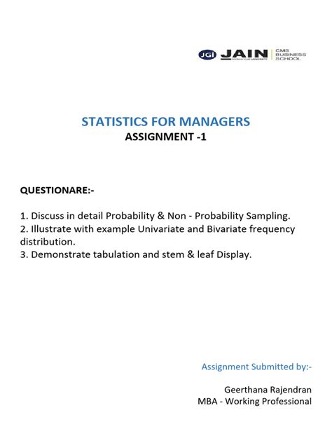 Statistics Assignment 1 Pdf Sampling Statistics Statistics