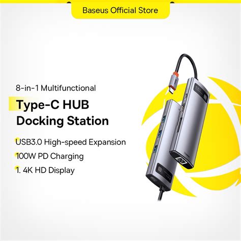 Baseus USB C HUB Type C To HDMI Compatible USB 3 0 Adapter All In 1 Type C HUB Dock For Laptop