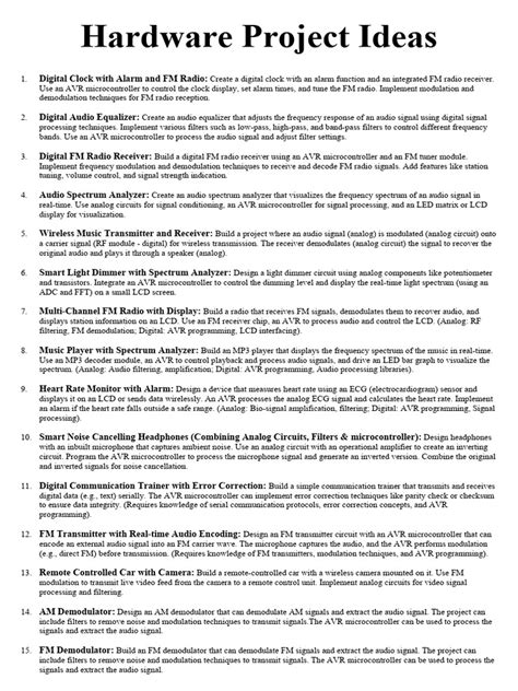 Hardware Project Ideas Pdf Modulation Frequency Modulation