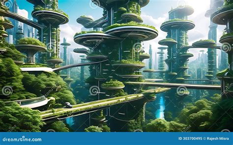 Futuristic Forest City Stock Illustration Illustration Of Buildings