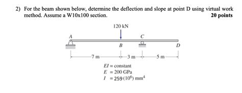 Solved 2 For The Beam Shown Below Determine The Deflection