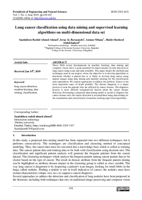 Pdf Lung Cancer Classification Using Data Mining And Supervised Learning Algorithms On Multi
