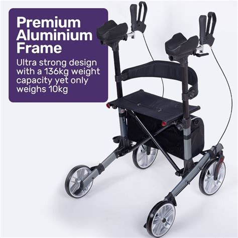 Equipmed Upright Rollator Walker With Forearm Rest Supports Mobilty