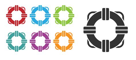 흰색 배경에 격리 된 블랙 라이프 부표 아이콘 구명벨트 기호 다채로운 아이콘을 설정합니다 벡터 일러스트레이션 구명 기구에 대한 스톡 벡터 아트 및 기타 이미지 Istock