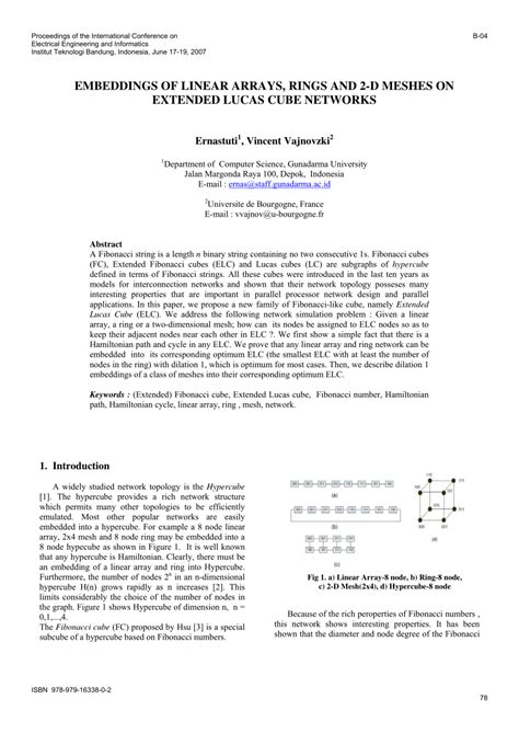 Pdf Embeddings Of Linear Arrays Rings And 2 D Meshes On Extended Lucas Cube Networks