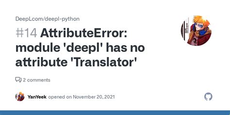 AttributeError Module Deepl Has No Attribute Translator Issue