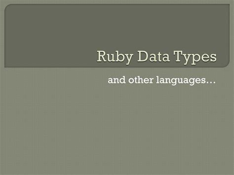 Ppt Ruby Data Types Powerpoint Presentation Free Download Id2600941