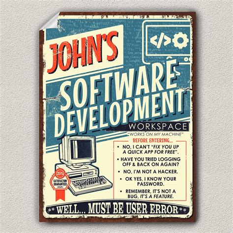 Software Engineering Programmer Poster Custom Add Own Name Funny Coder Wall Art Etsy