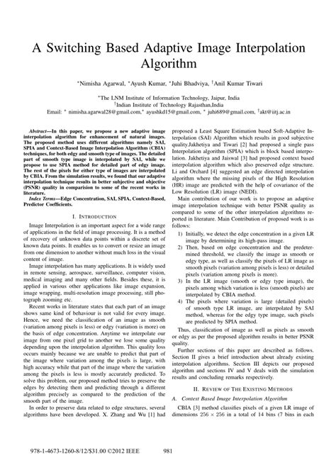 Pdf A Switching Based Adaptive Image Interpolation Algorithm
