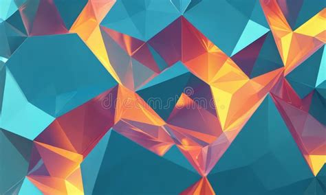 Vibrant Abstract Pattern Overlapping Triangular Shapes In Various Shades Blue Orange And