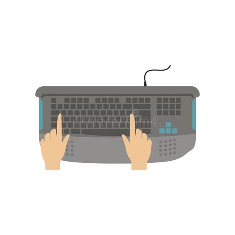 hands on computer keyboard man working with computer top view vector