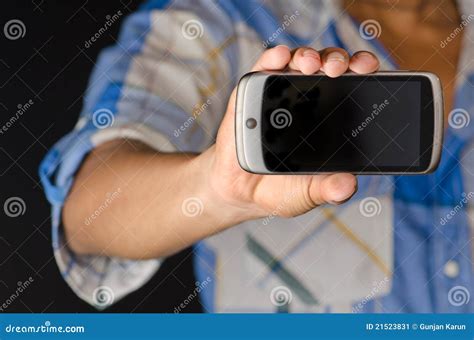 Hand Holding Using Playing Android Smart Phone Stock Image Image Of Equipmant Black