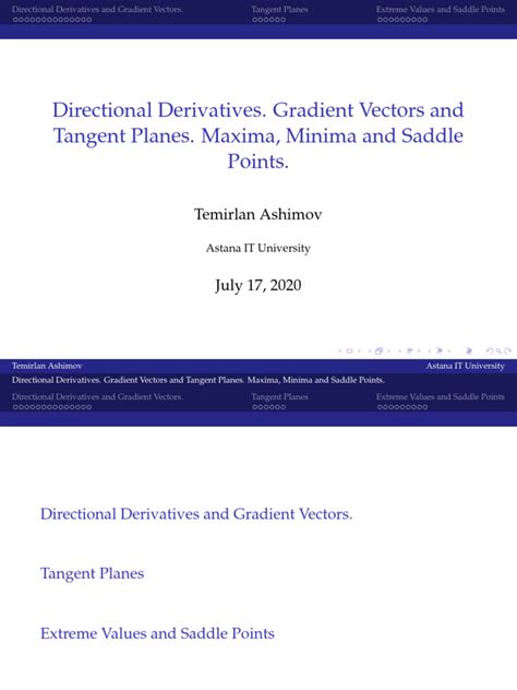 2 Directional Derivatives Gradient Vectors And Tangent Planes Maxima