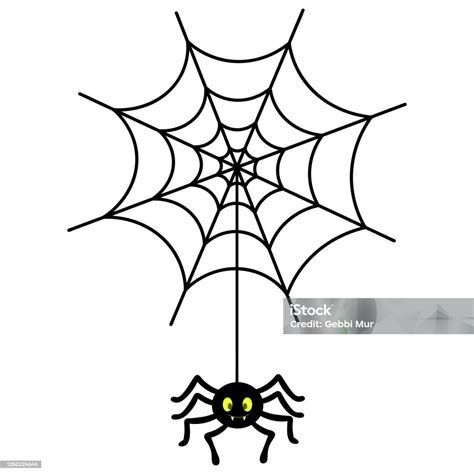 거미는 웹을 짜는다 실루엣 곤충은 얇은 실에 매달려 있습니다 영리한 사냥꾼 벡터 그림입니다 끈적 끈적한 피해자 함정 귀여운 이빨