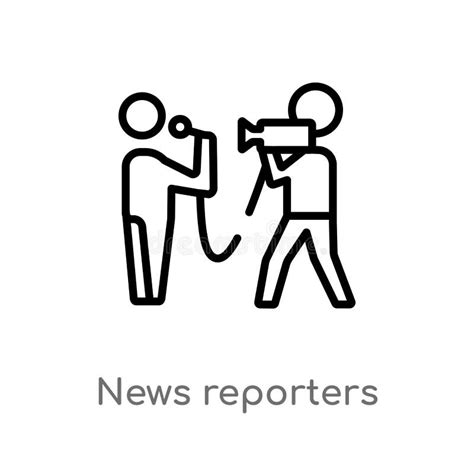Outline News Reporters Vector Icon Isolated Black Simple Line Element Illustration From User