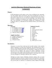 Understanding Ionic Compounds And Chemical Reactions In The Lab Course Hero