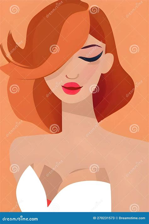 Stunning Woman A Beautiful Red Dress In An Empty Old Town Square View From The Back Generative