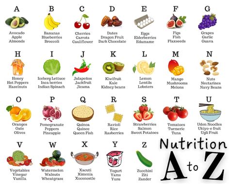 Healthy Foods Abc Chart Nutrition Learning Digital Download Etsy
