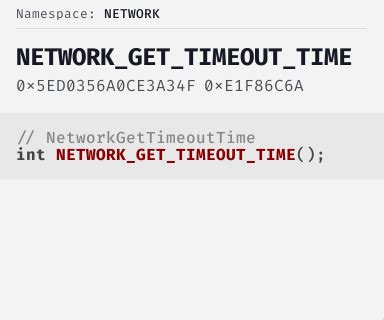 NetworkGetTimeoutTime FiveM Natives Cfx Re Docs