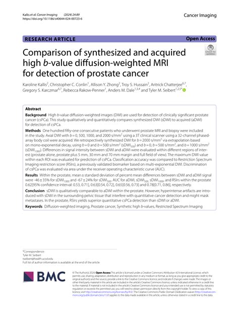 Pdf Comparison Of Synthesized And Acquired High B Value Diffusion Weighted Mri For Detection