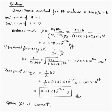 [solved] Thank You The Force Constant For A Hf Molecule Is 966 N M Course Hero