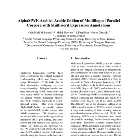 Alphamwe Arabic Arabic Edition Of Multilingual Parallel Corpora With Multiword Expression