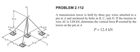 [solved] A Trasmission Tower Is Held By Three Guy Wires Att
