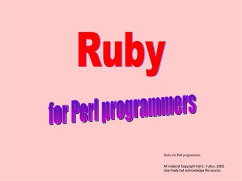 ruby for perl programmers ppt