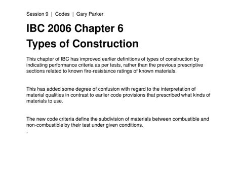 Ppt Ibc 2006 Chapter 6 Types Of Construction Powerpoint Presentation Id3514299
