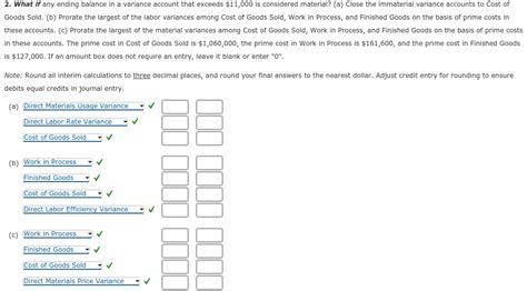 Solved Closing The Balances In The Variance Accounts At The