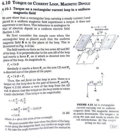 Torque ON Current LOOP Magnetic Dipole Derivations With Example TORgUE ON CURRENT LoOP