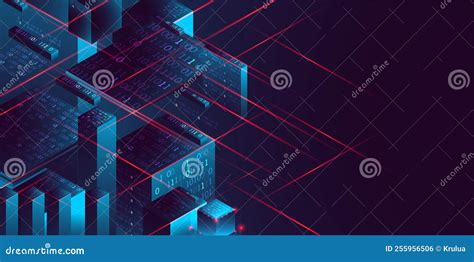 Isometric Big Data Flow Processing Concept Database Stock Vector