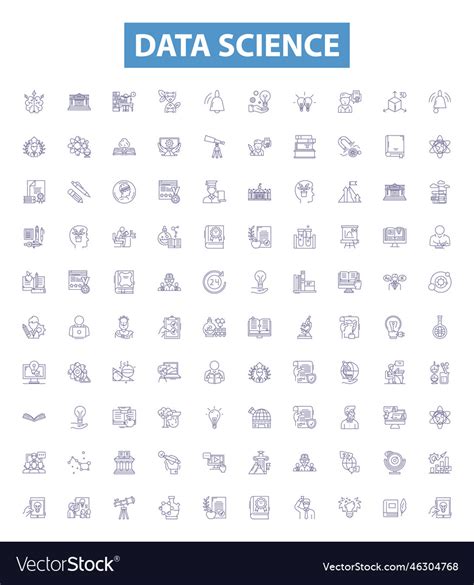 Data Science Line Icons Signs Set Royalty Free Vector Image