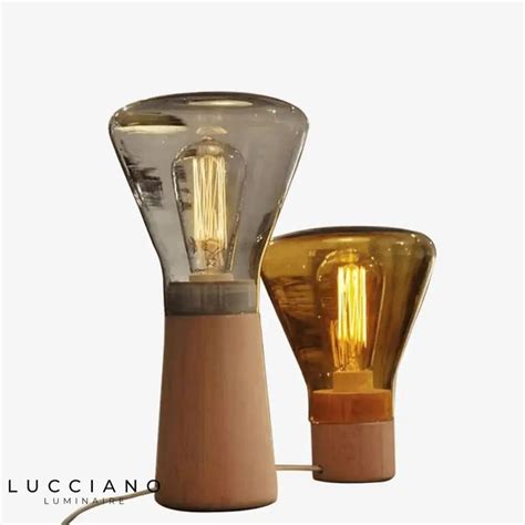 Lampe Aurora En Verre Et Bois Lampe à Poser Design Lampe à Poser Lampe