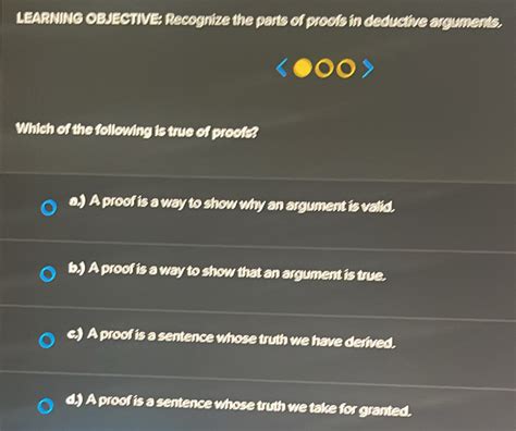 solved learning objective recognize the parts of proofs in deductive