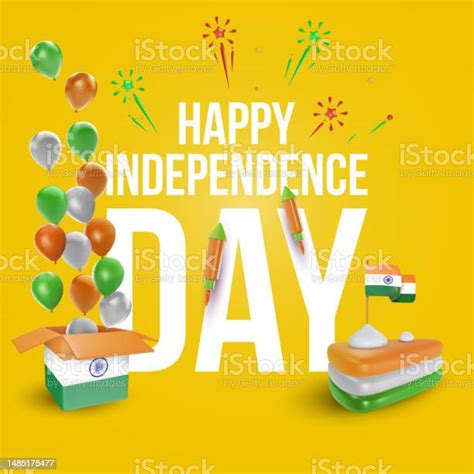 인도 독립 기념일 3d 만화 사실적인 스타일의 최소 개념 디자인 8월 15일 배경 템플릿입니다 배너 포스터 카드에 대한 축하 벡터 그림 밝은 축제 구성 3차원 형태에 대한