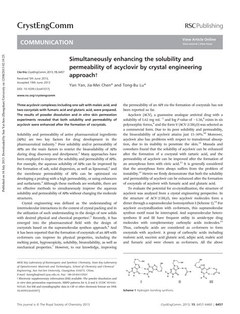 Pdf Simultaneously Enhancing The Solubility And Permeability Of