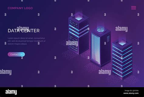 Date Center Isometric Concept Vector Illustration Server Room With Hardware Racks Or Web